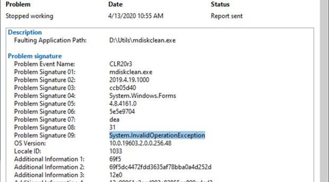 {WED} Old MDiskClean.exe Throws System.InvalidOperationException Error ...