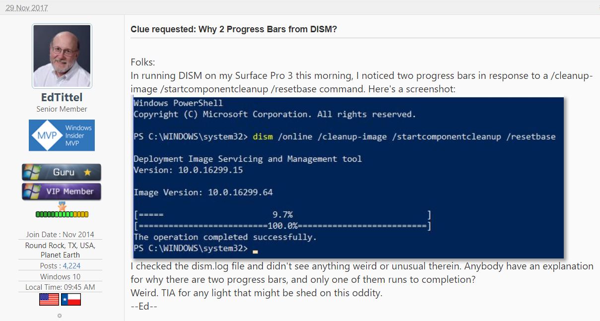Windows 10 Dual Progress Bars Mystery - Ed Tittel
