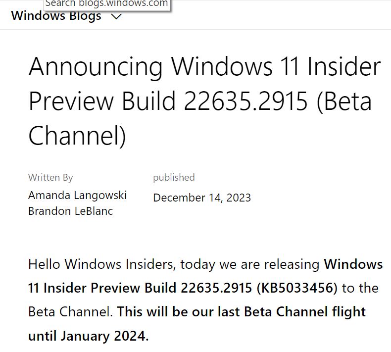 Final 2023 Insider Channel Flights - Ed Tittel